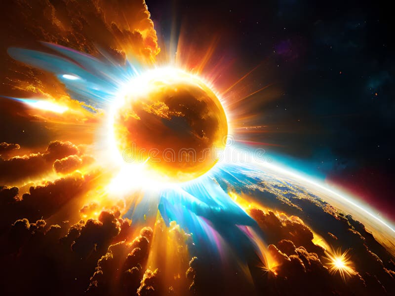Abstract Background with Sun, Explosion and Stars, Ai Generated Stock ...