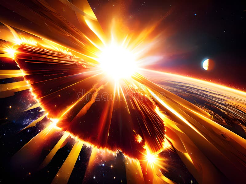 Abstract Background with Sun, Explosion and Stars, Ai Generated Stock ...