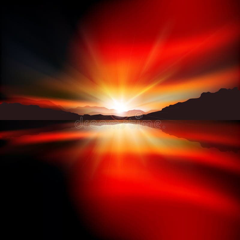 Abstract Background with Sunrise and Mountains Stock Vector ...