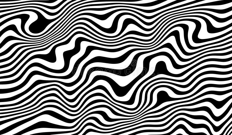 Abstract Background with Swirl Lines. Black and White Trippy Pattern ...