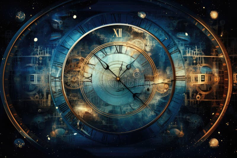 Abstract Background with Symbols of Time and Cyclicity Stock ...