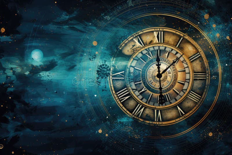 Abstract Background with Symbols of Time and Cyclicity Stock ...