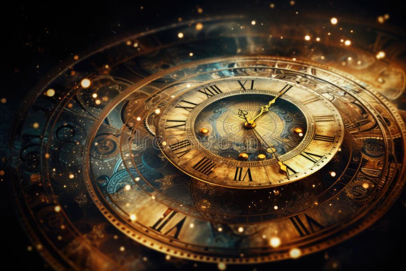 Abstract Background with Symbols of Time and Cyclicity Stock ...