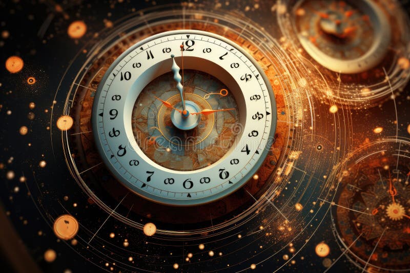 Abstract Background with Symbols of Time and Cyclicity Stock ...