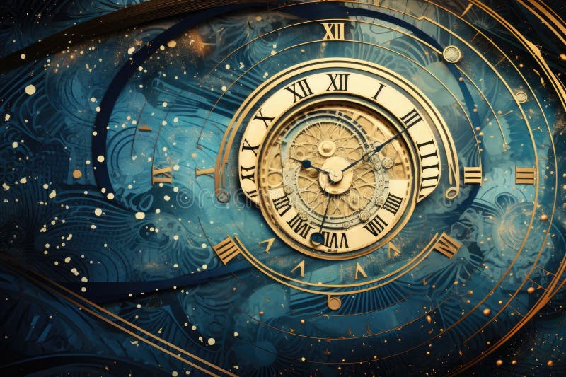 Abstract Background with Symbols of Time and Cyclicity Stock ...