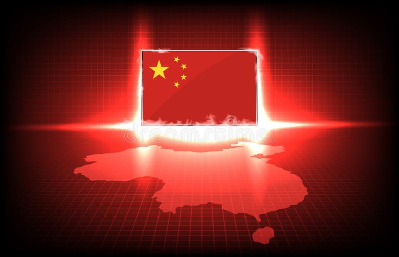 Background Technology of China Flag and Red China Map Stock Vector ...