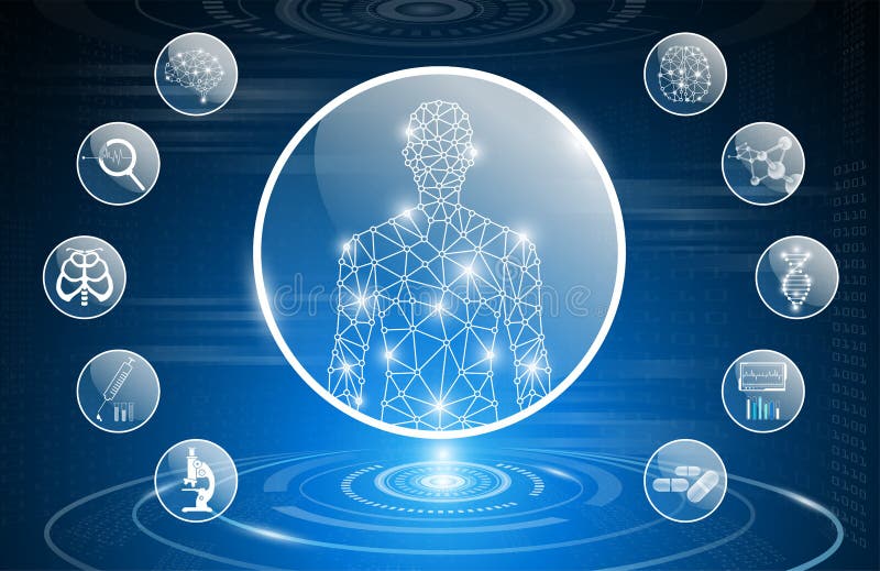 Abstract Background Technology Concept in Blue Light,brain and Human ...