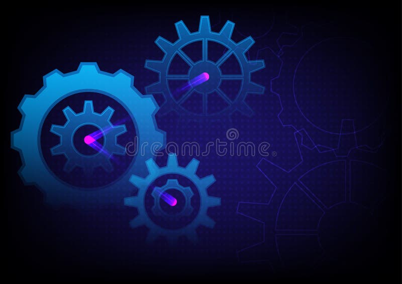 Three Cogs with Project Management Components Stock Illustration ...