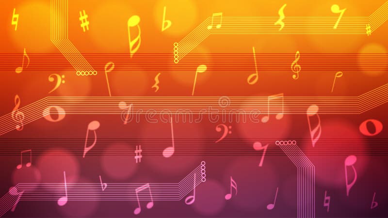 Vector Abstract Blurry Music Notes and Electronic Elements in Red and ...