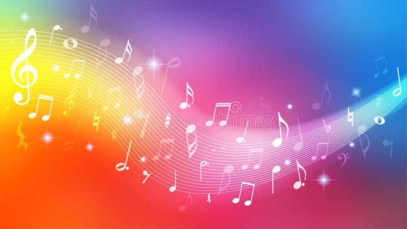 Vector Abstract Music Notes and Symbols in Blurry Vivid Colors Gradient ...