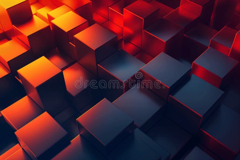 Abstract Background Texture Cubes in 3d Space, Simple Graphs, Deep Glow ...