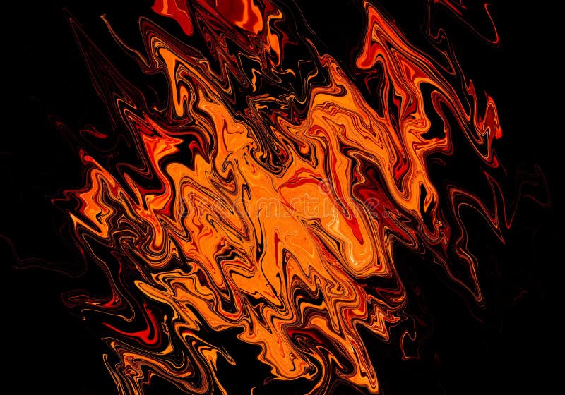 Fluid Orange Flame Abstract Texture on Black Background Stock Photo ...