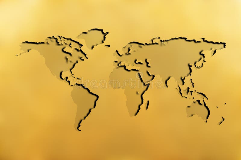World Map with Golden Gradient Blurred Background Stock Illustration ...