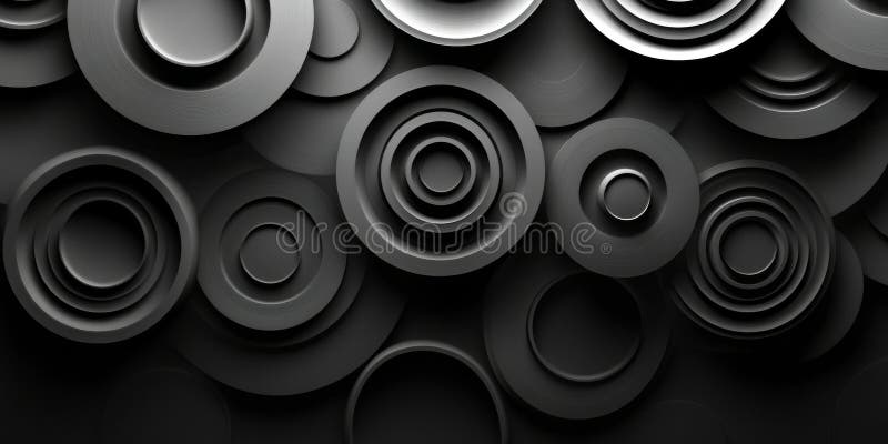 Abstract Background with Three-dimensional Black Circles of Different ...