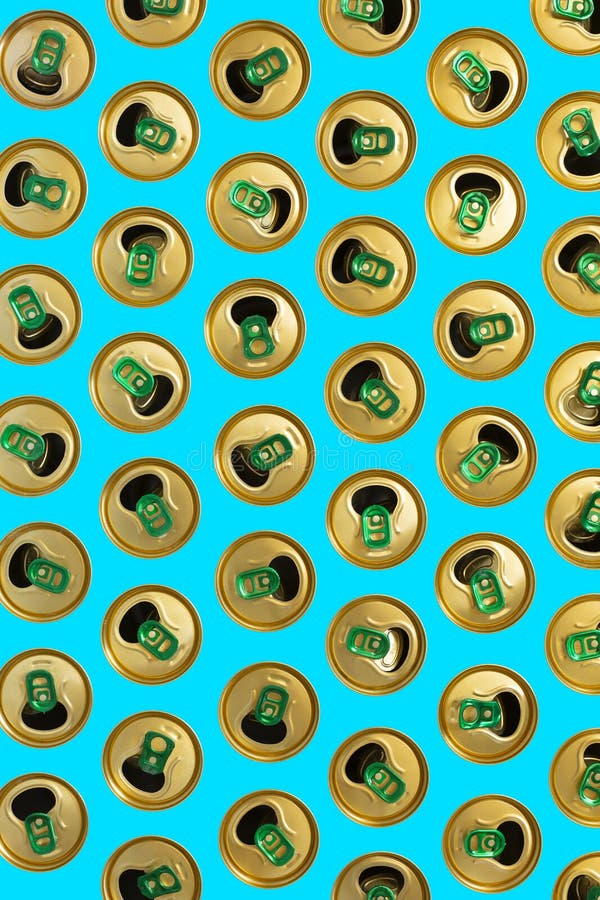 Abstract Background with Tin Cans of Summer Drinks. Summer Cool Drinks ...