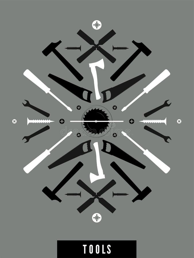 Abstract Background with Tools Stock Vector - Illustration of black ...