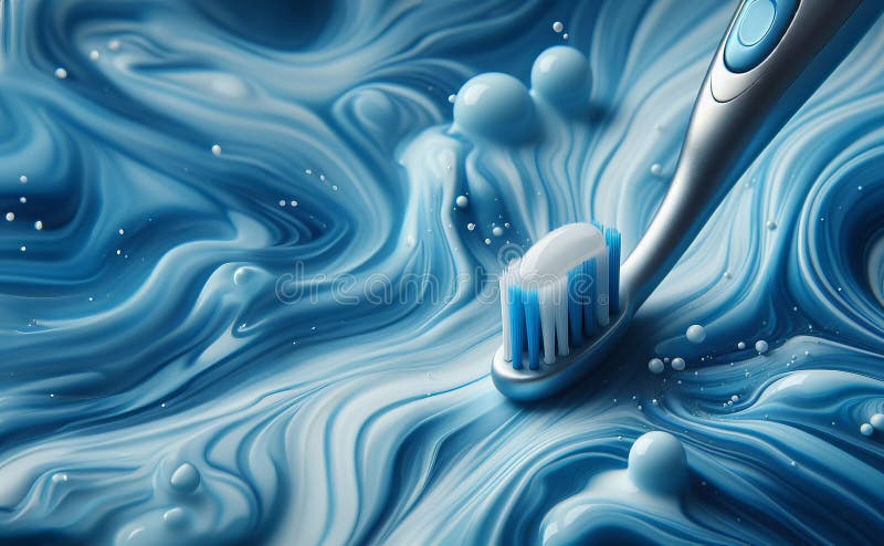 Abstract Background of a Toothbrush Sitting on Top of a Blue Liquid ...