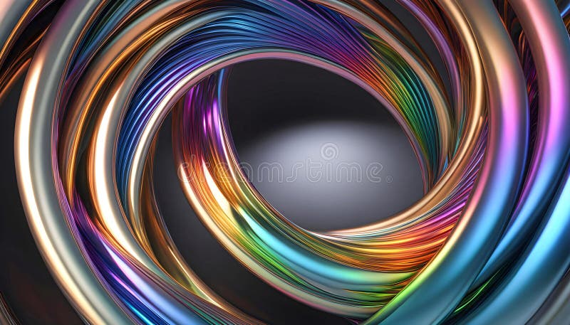 Abstract Background Toroid Made of Chrome Metal Waves. Stock ...