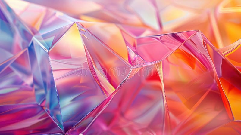 Abstract Background, Translucent Iridescent Geometric Shapes Create a ...