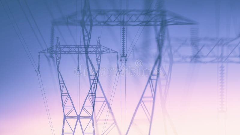 Background with Transmission Towers of Electricity Stock Photo - Image ...