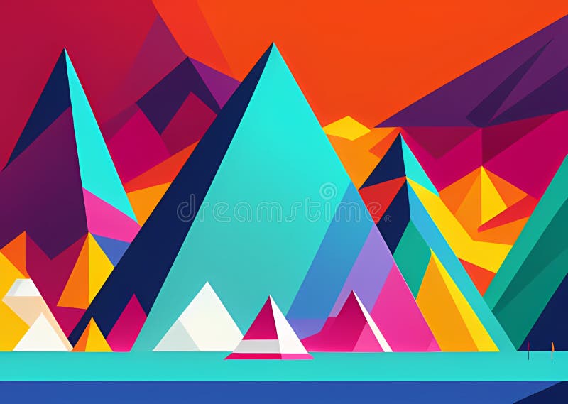 Abstract Background with Triangles. Mountain View , Illustration, Ai ...