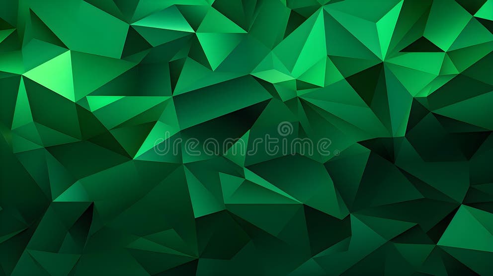 Abstract Background of Triangular Patterns in Emerald Colors. Low Poly ...