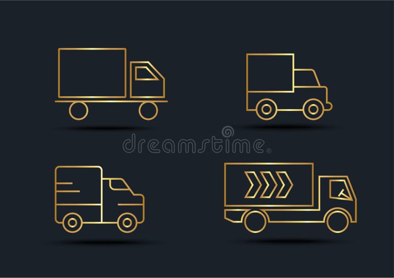 Abstract Background of Truck Sets, Transportation, Gold Color, Vector ...