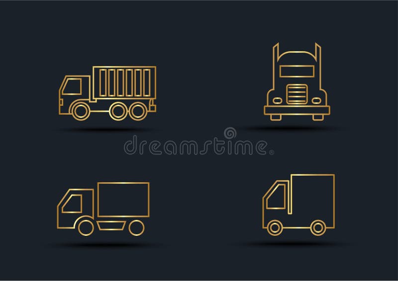 Abstract Background Of Truck Sets, Transportation, Gold Color, Vector ...