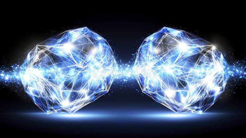 Glowing Blue Crystal Structures Connected by Energy Beams Abstract ...