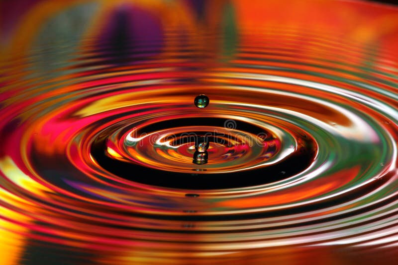 Abstract Background of Two Water Drops and Colorful Ripples on Water ...