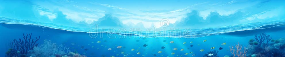 Abstract Background with Underwater Theme, Web Site Header or Footer ...