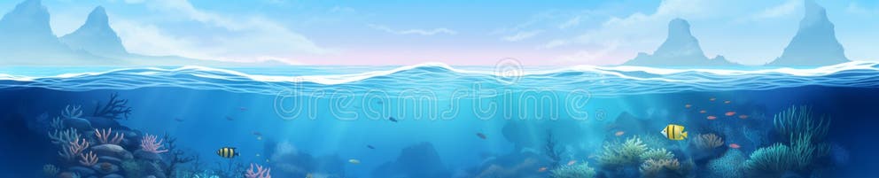 Abstract Background with Underwater Theme, Web Site Header or Footer ...
