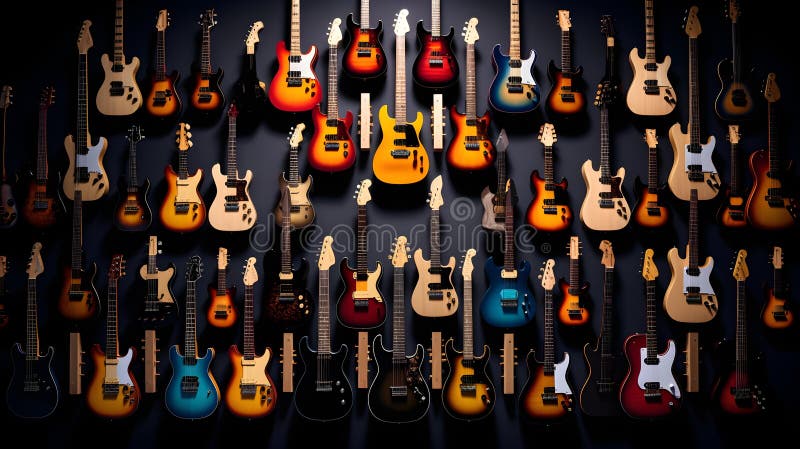 Abstract Background of Various Guitars. Music Wallpaper Stock ...