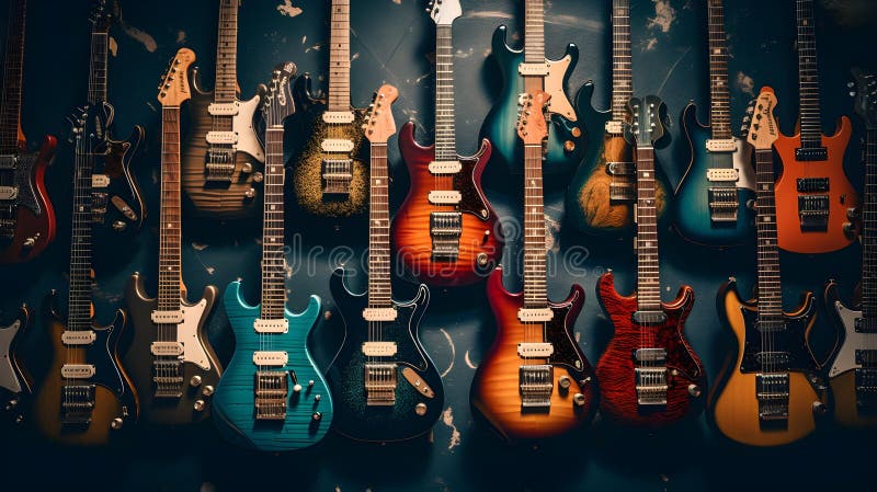 Abstract Background of Various Guitars. Music Wallpaper Stock ...