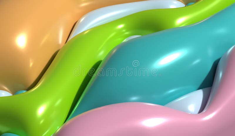 Abstract Background with Various Inflated Figures, 3D Rendering ...