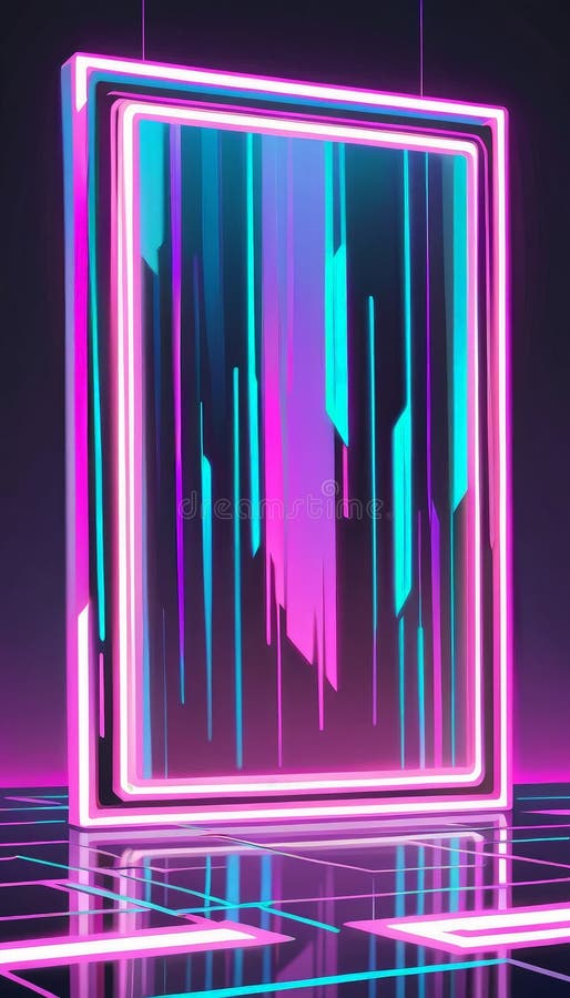 Abstract Background of Vertical Neon Lights in Blue and Pink with ...