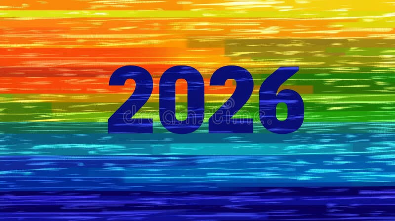 Abstract Background with Vibrant Horizontal Strokes and the Year 2026 ...