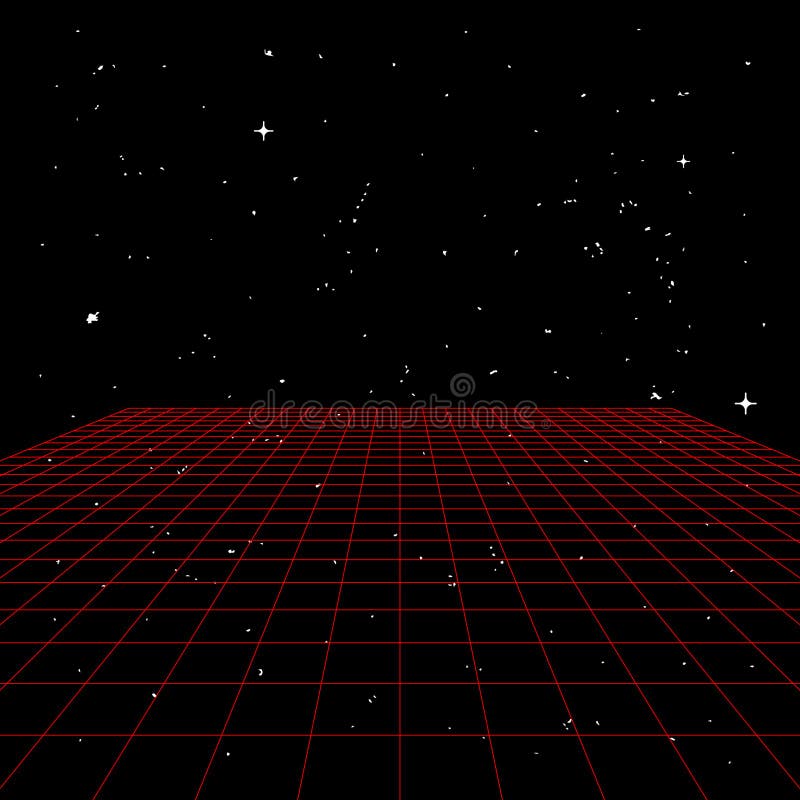 Abstract Background with Vintage Red Laser Grid into the Cosmos ...