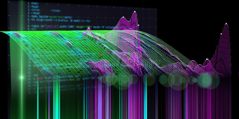 Abstract Background with Virtual Graph Data Code and Blurred Lines ...