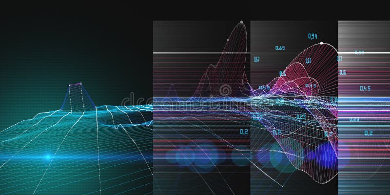 Abstract Background Virtual Graph Grid with Blurred Lines and Dots. Big Data. Presentation ...