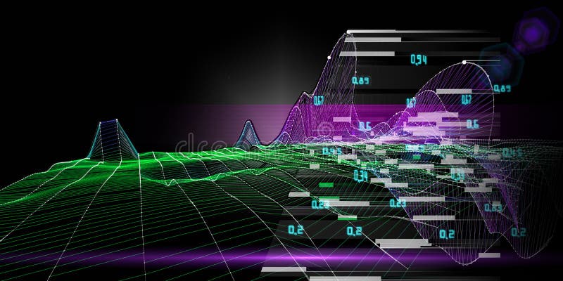 Abstract Background Virtual Graph Grid with Blurred Lines and Dots. Presentation Concept of ...