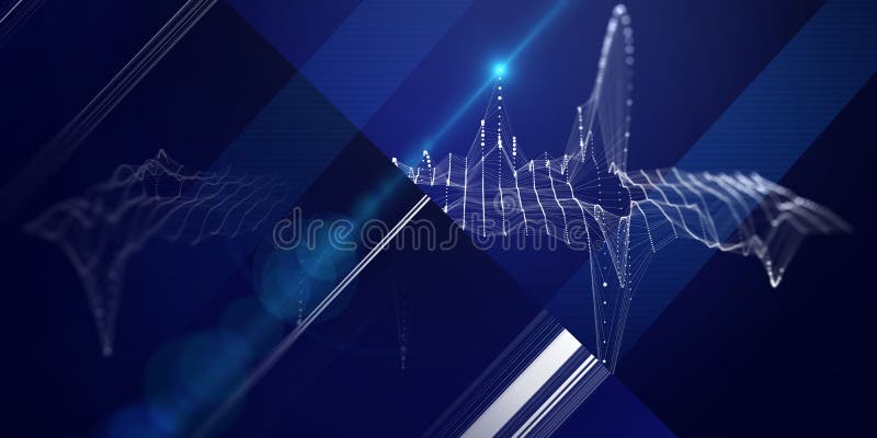 Abstract Background Virtual Grid from White Lines and Dot on Dark Blue ...