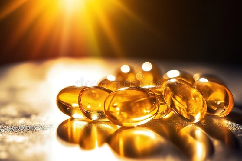 Abstract Background with Vitamin D Capsules Stock Illustration ...