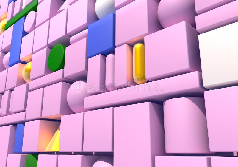 Abstract Background with Wall of Multiple 3d Shapes Stock Illustration ...