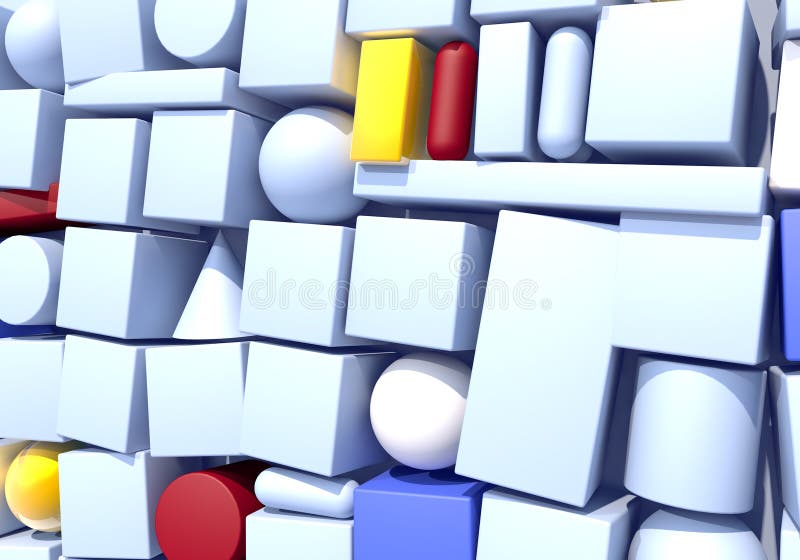 Abstract Background with Wall of Multiple 3d Shapes Stock Illustration ...