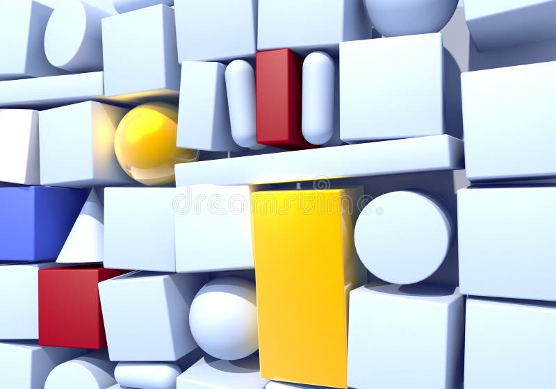 Abstract Background with Wall of Multiple 3d Shapes Stock Illustration ...