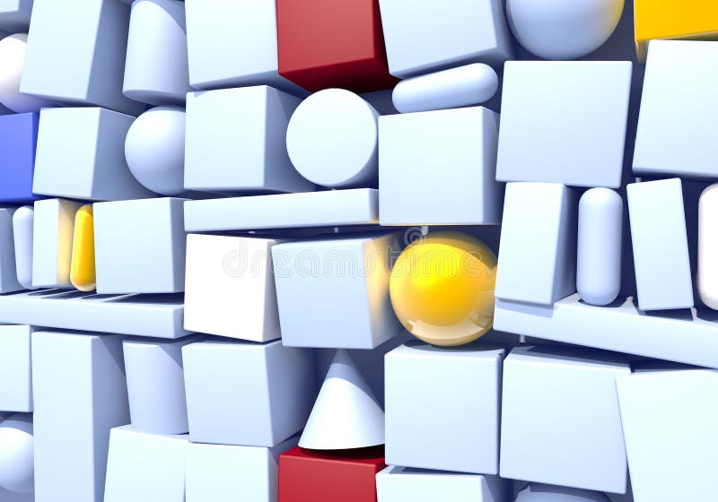 Abstract Background with Wall of Multiple 3d Shapes Stock Illustration ...