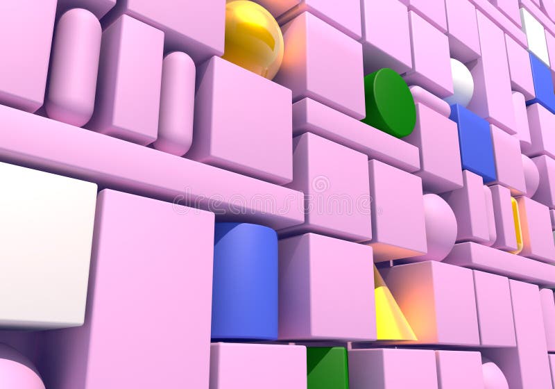 Abstract Background with Wall of Multiple 3d Shapes Stock Illustration ...