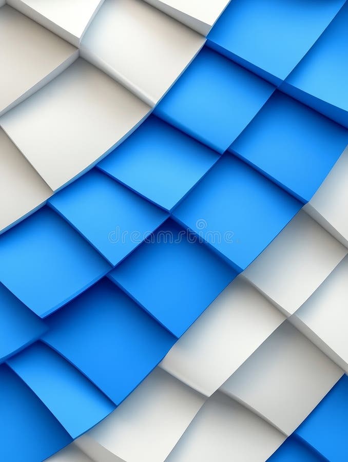 Abstract Background with a Wave Pattern of Blue and White Squares Stock ...