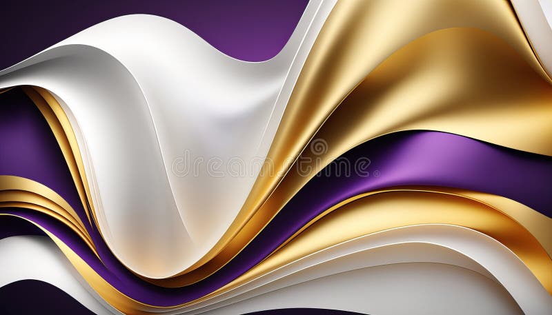 Abstract Background Waves Gold and White and Purple Color. Stock ...